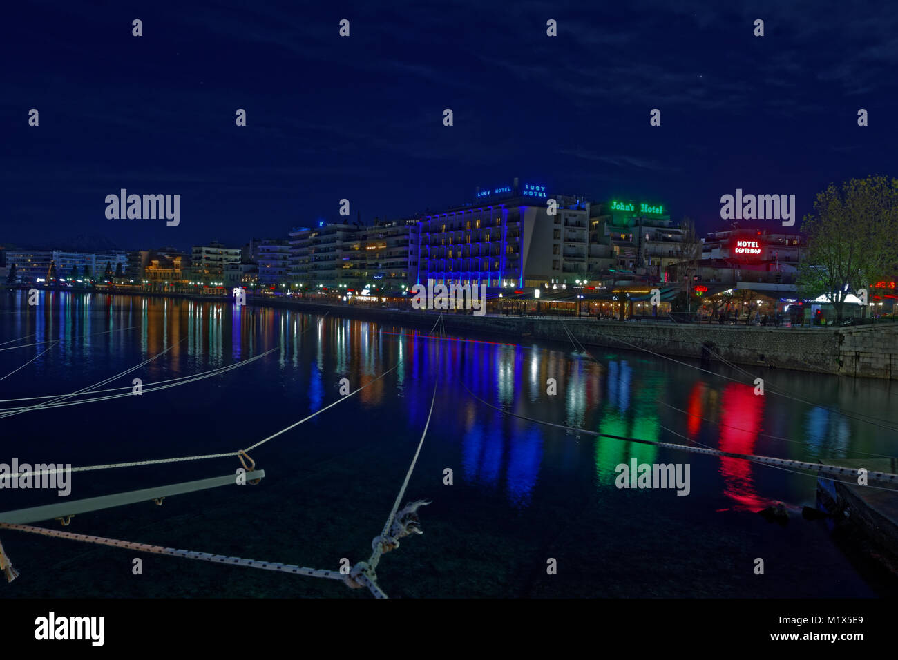 The night view of Chalkis Stock Photo - Alamy