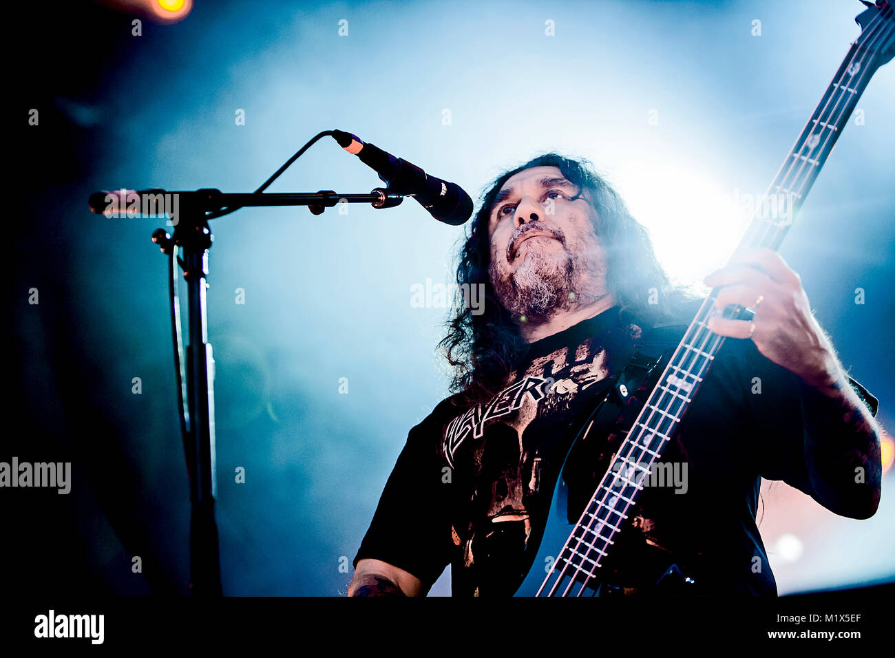 The American thrash metal band Slayer performs a live concert at ...