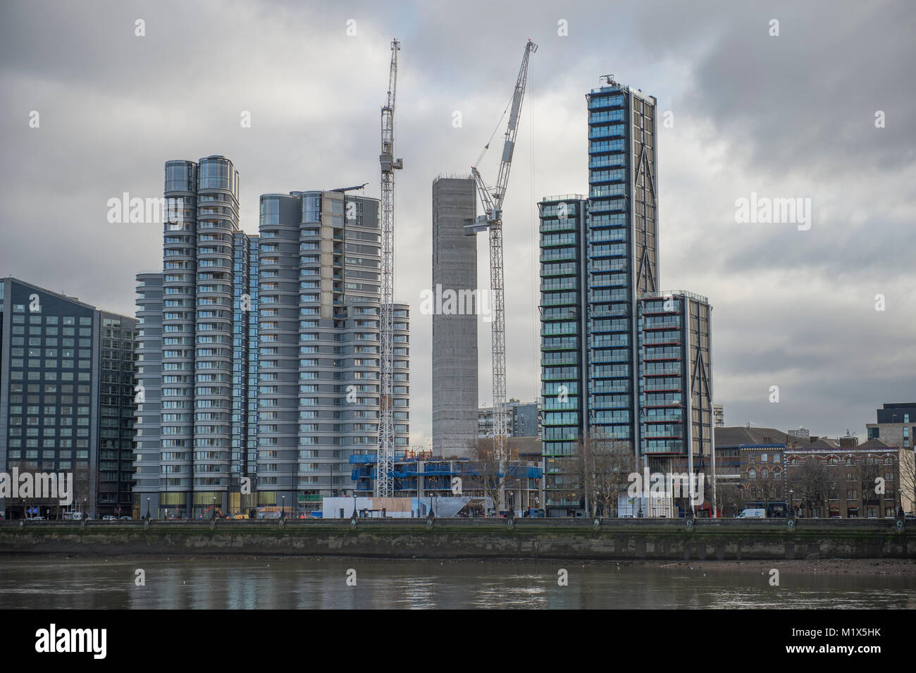 High rise residential buildings under construction at Lambeth in London ...
