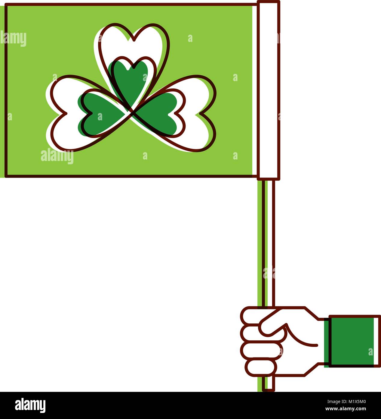 hand holding green flag with clover symbol Stock Vector Image & Art - Alamy