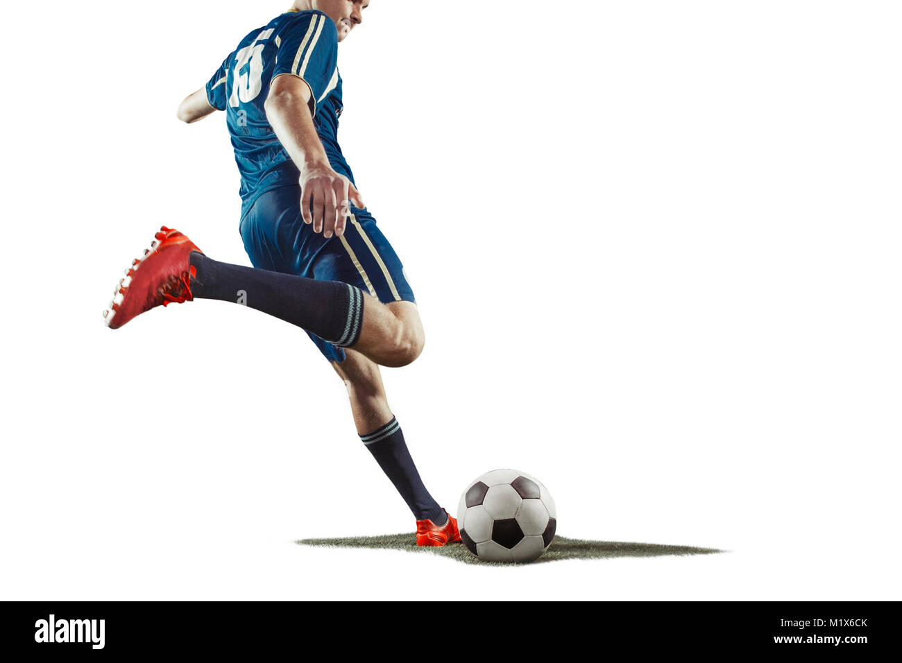 one caucasian soccer player man isolated on white background Stock ...