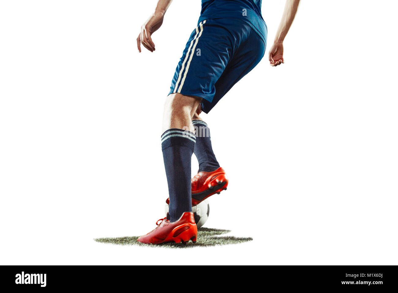one caucasian soccer player man isolated on white background Stock ...