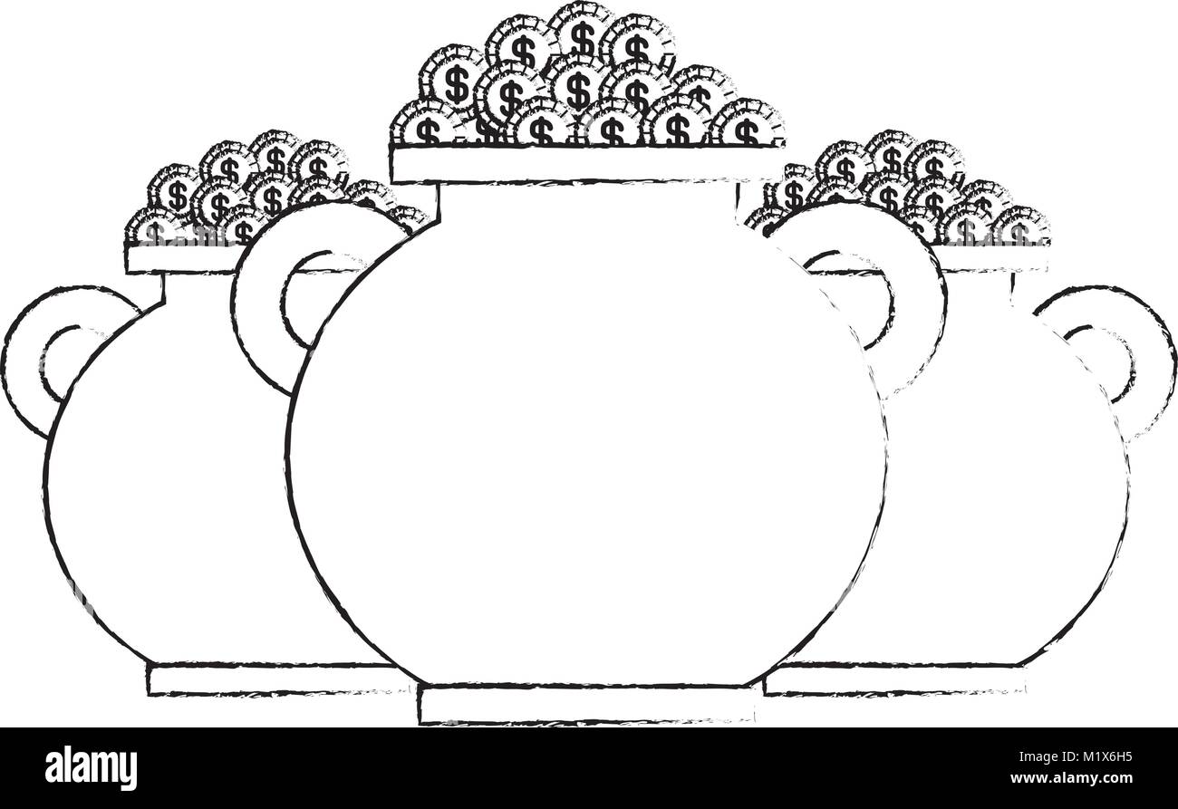 three pot full gold coins treasure Stock Vector Image & Art - Alamy