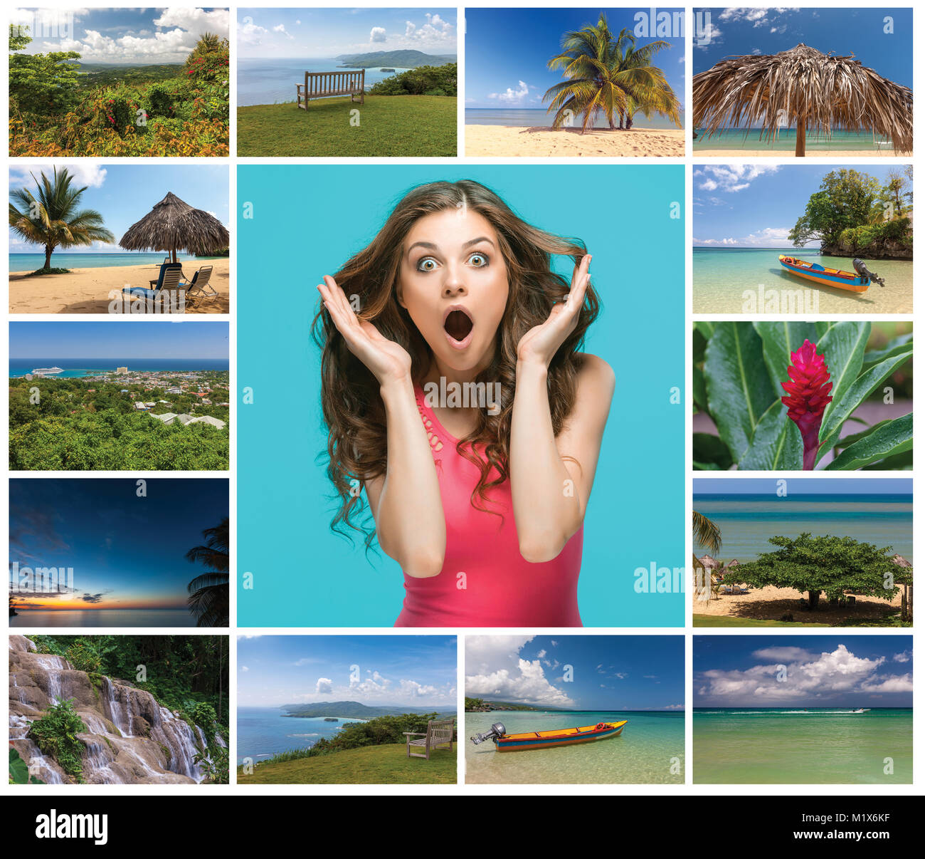 Collage of beach holiday scenes in Jamaica Stock Photo - Alamy