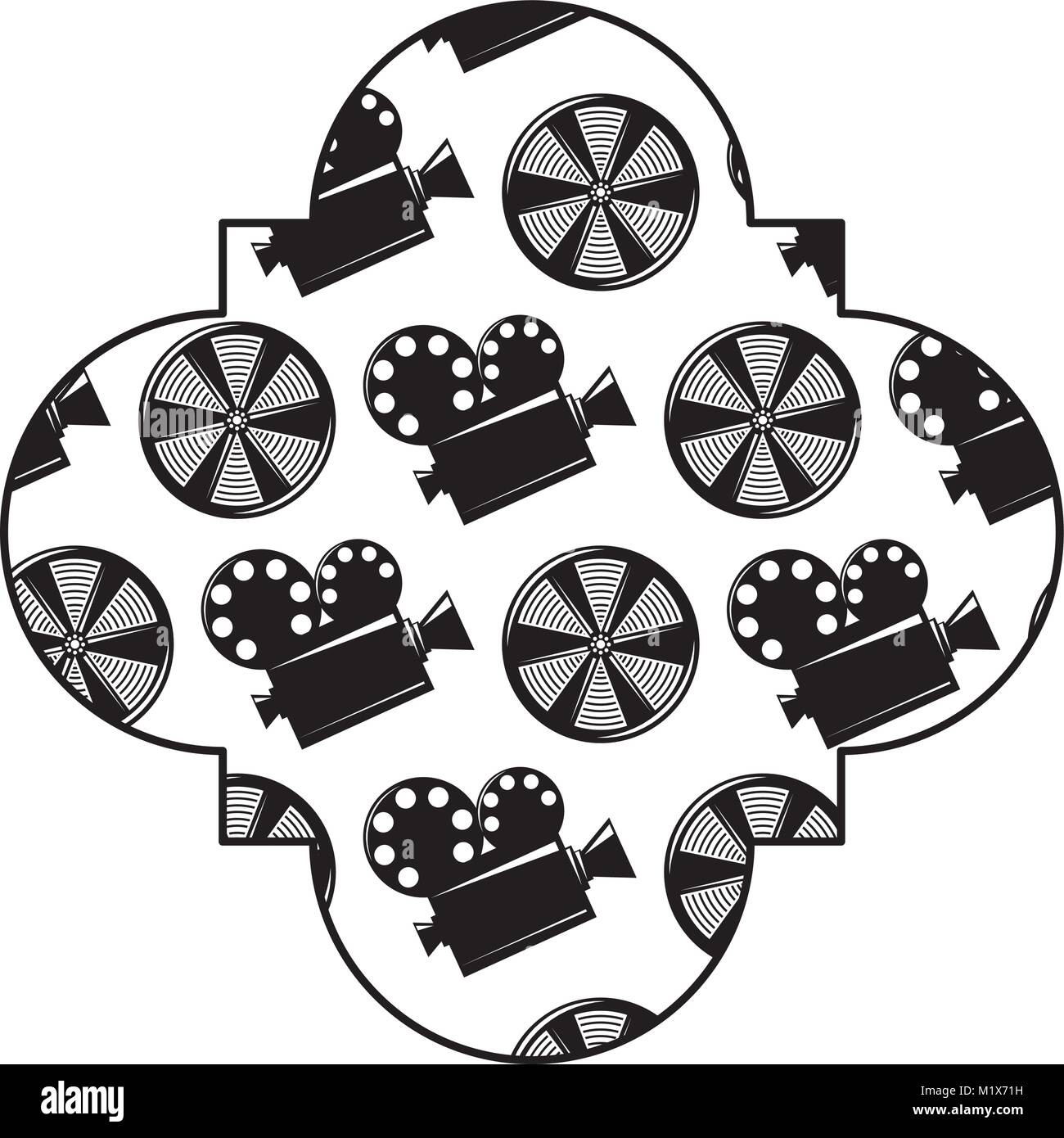 retro stamp with movie camera projector and reel film Stock Vector ...