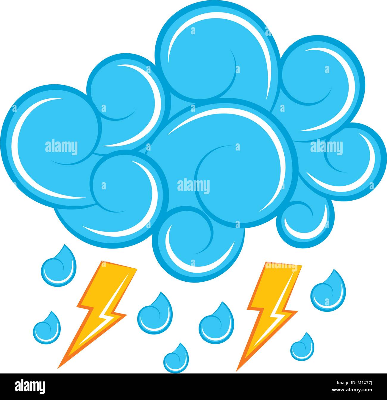 blue cloud lightning raindrops cartoon image Stock Vector Image & Art ...