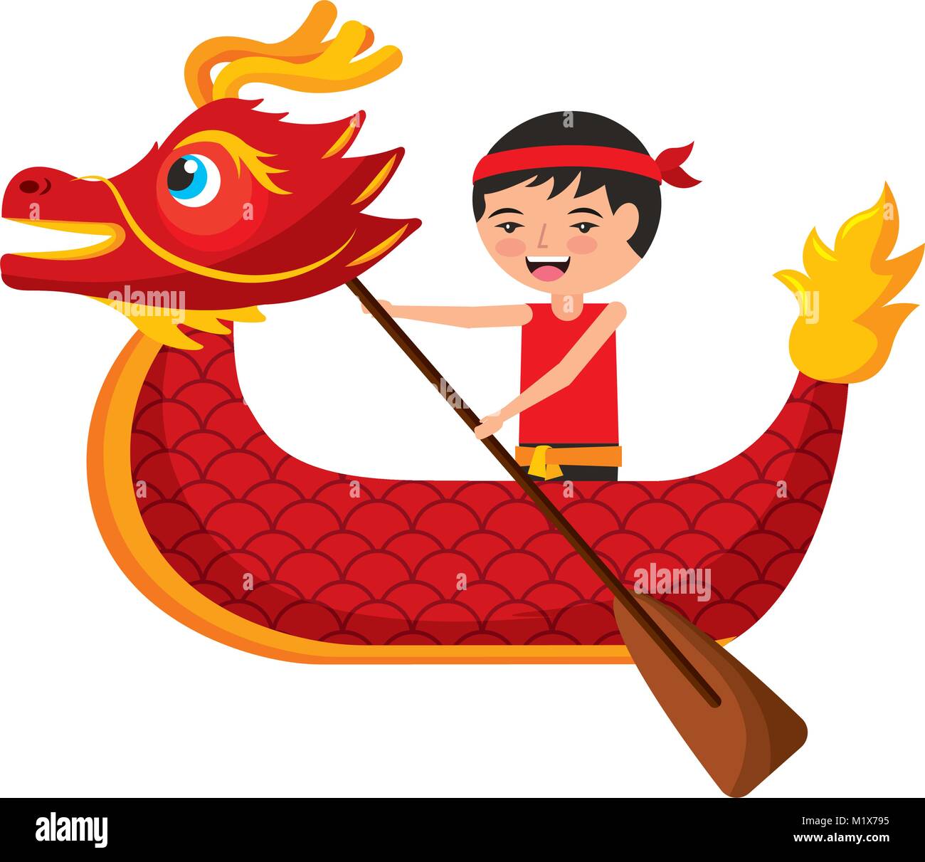 red dragon man rowing festival chinese traditional Stock Vector Image ...