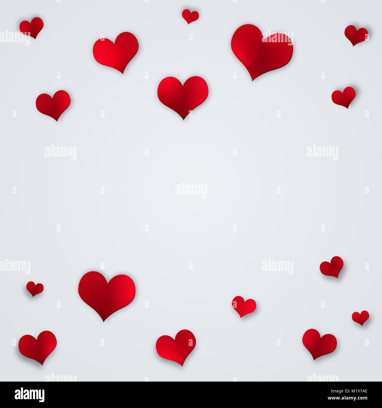 valentine holiday celebration card with red hearts on bright background ...