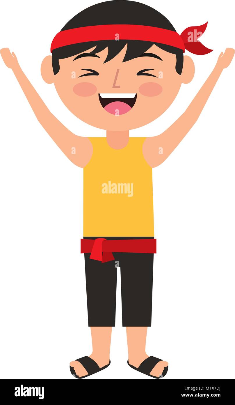 funny cartoon chinese man standing arms up Stock Vector Image & Art - Alamy