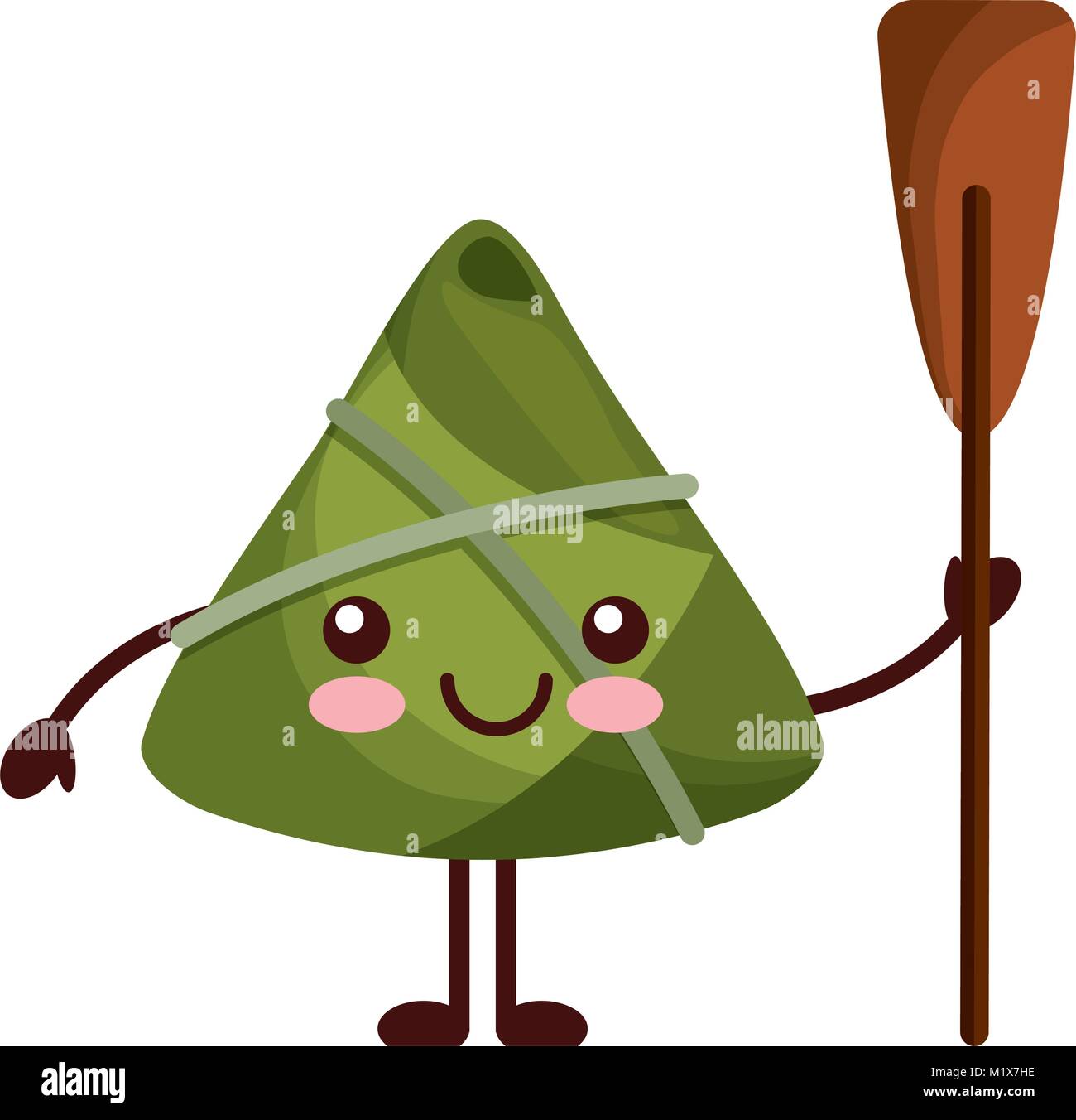 kawaii happy rice dumpling holding wooden oar Stock Vector Image & Art ...