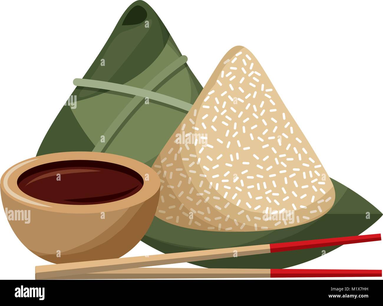 set of cute cartoon chinese food rice soy sauce sticks Stock Vector ...