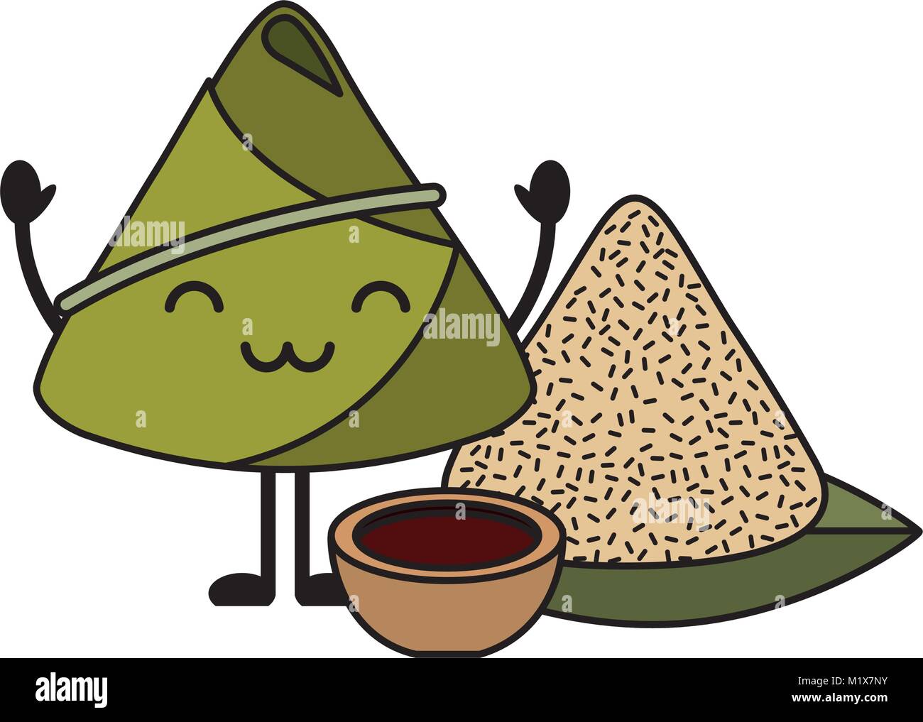 kawaii rice dumpling with sauce cartoon Stock Vector Image & Art - Alamy