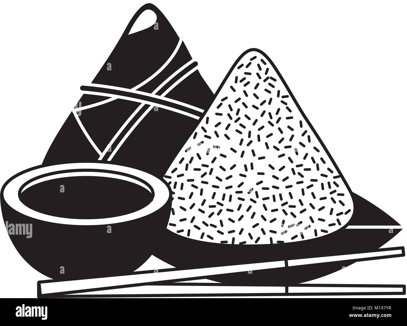 set of cute cartoon chinese food rice soy sauce sticks Stock Vector ...