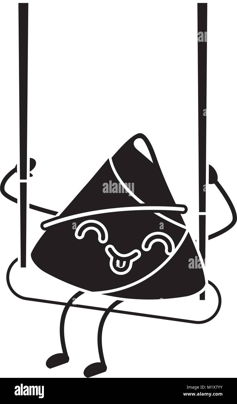 kawaii happy rice dumpling in swing play cartoon Stock Vector Image ...