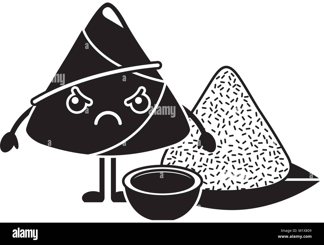 kawaii angry rice dumpling with sauce cartoon Stock Vector Image & Art ...