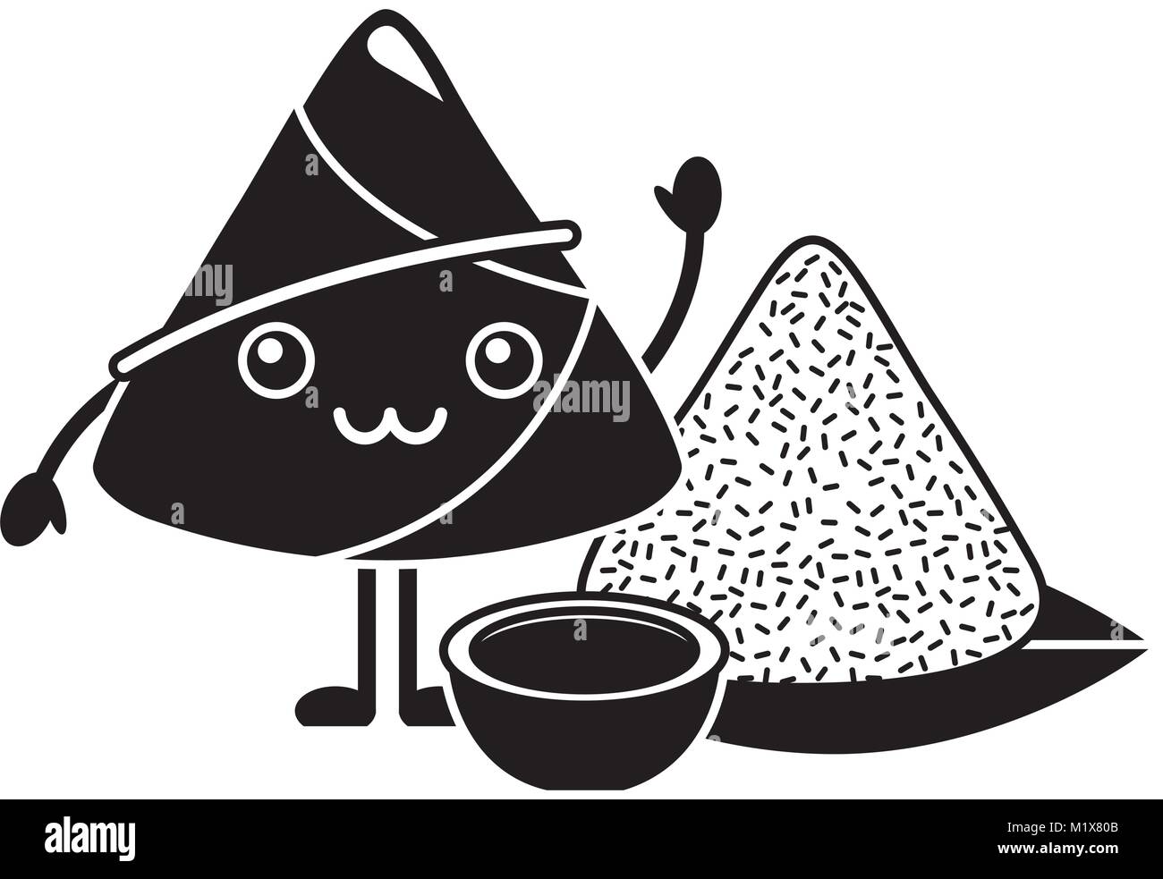 kawaii happy rice dumpling with sauce cartoon Stock Vector Image & Art ...