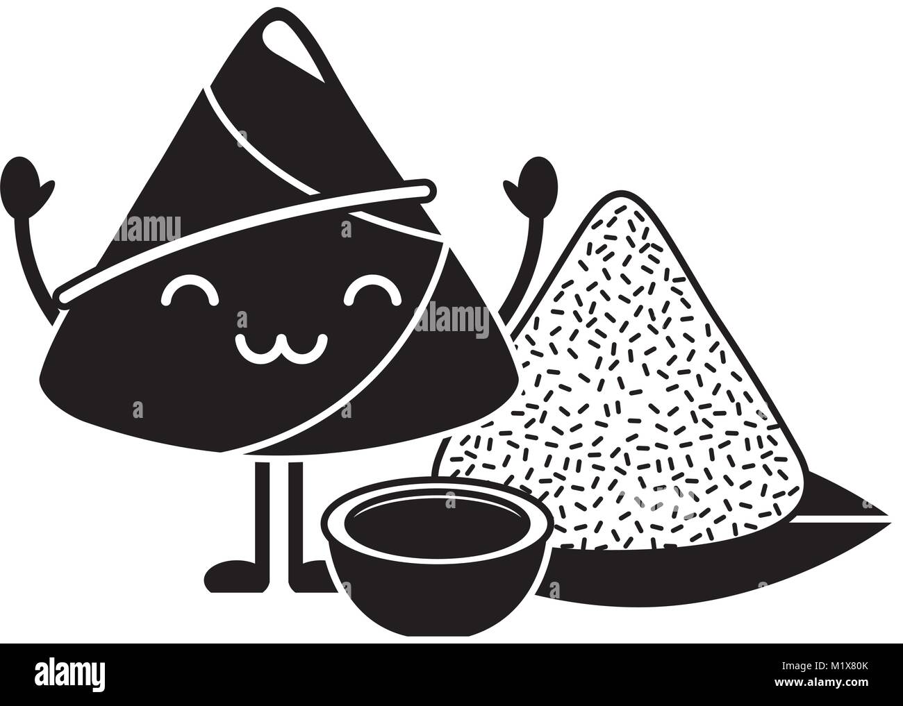 kawaii rice dumpling with sauce cartoon Stock Vector Image & Art - Alamy