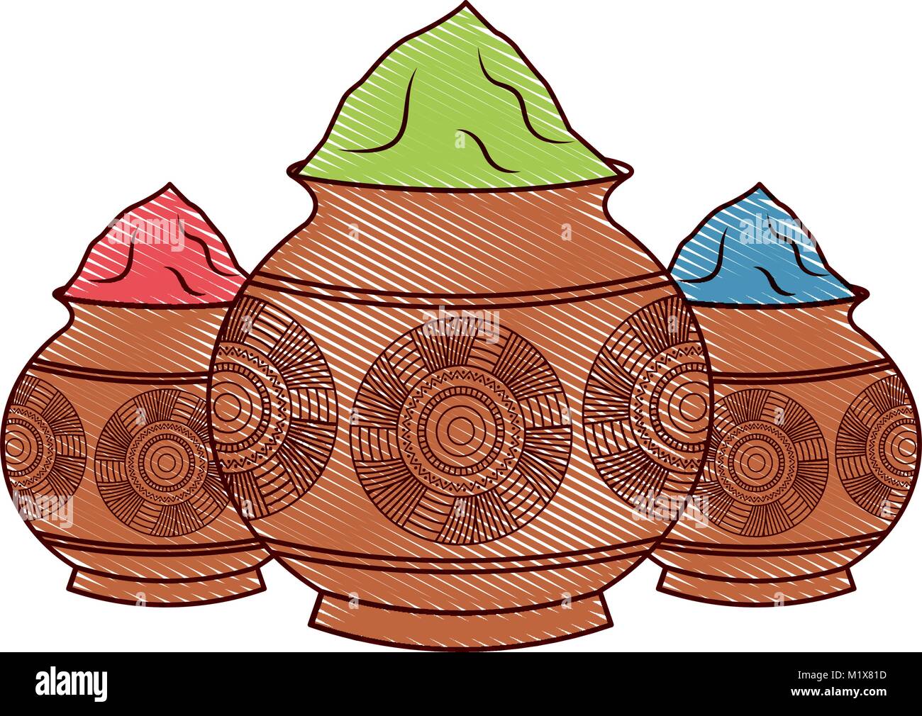 three powder color mud pot and mandala Stock Vector Image & Art - Alamy