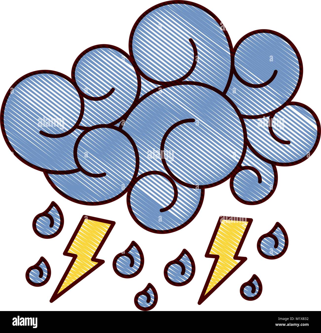 blue cloud lightning raindrops cartoon image Stock Vector Image & Art ...