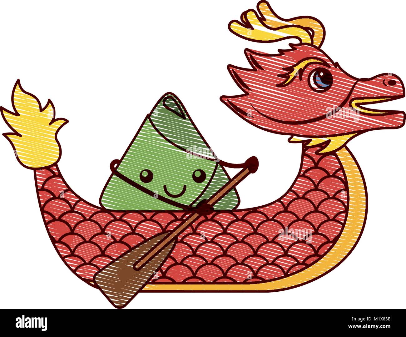 red dragon rice dumpling paddling festival chinese Stock Vector Image ...