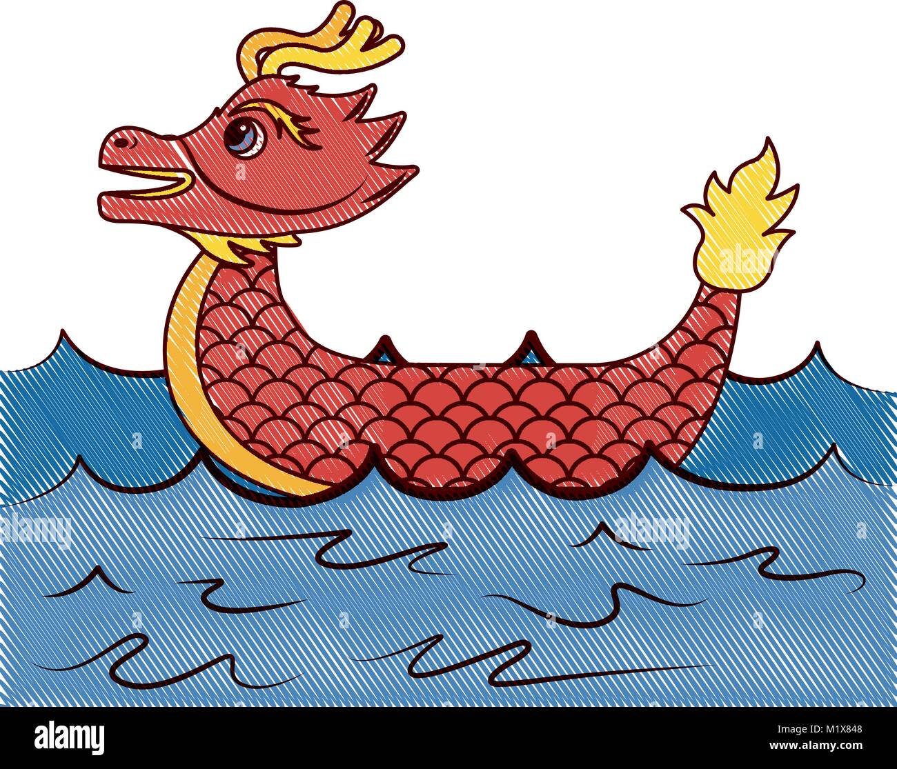 red dragon man rowing festival chinese traditional Stock Vector Image ...