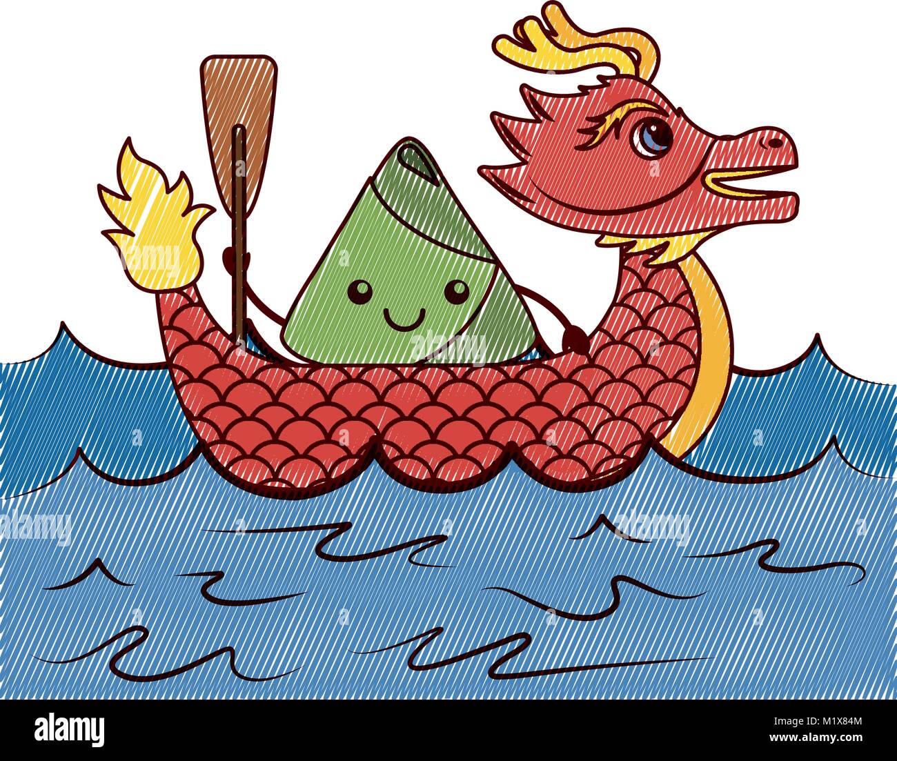 red dragon rice dumpling paddling sea festival Stock Vector Image & Art ...