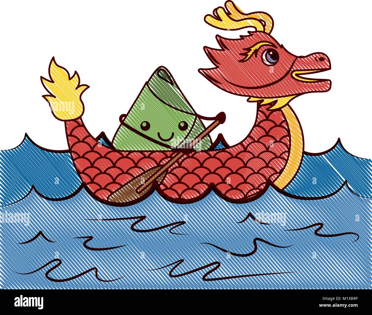 red dragon rice dumpling paddling sea festival Stock Vector Image & Art ...