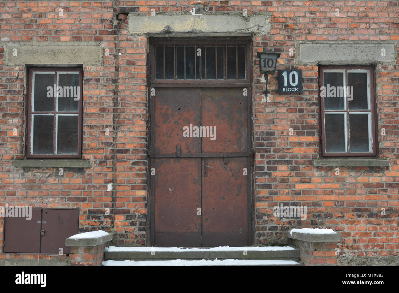 Block 10 main entrance in Auschwitz I German Nazi concentration and ...