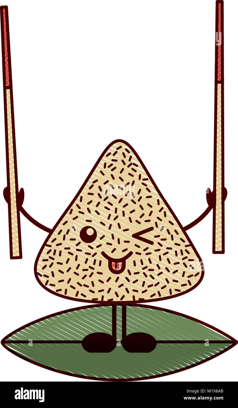 kawaii happy rice dumpling holding wooden sticks Stock Vector Image ...