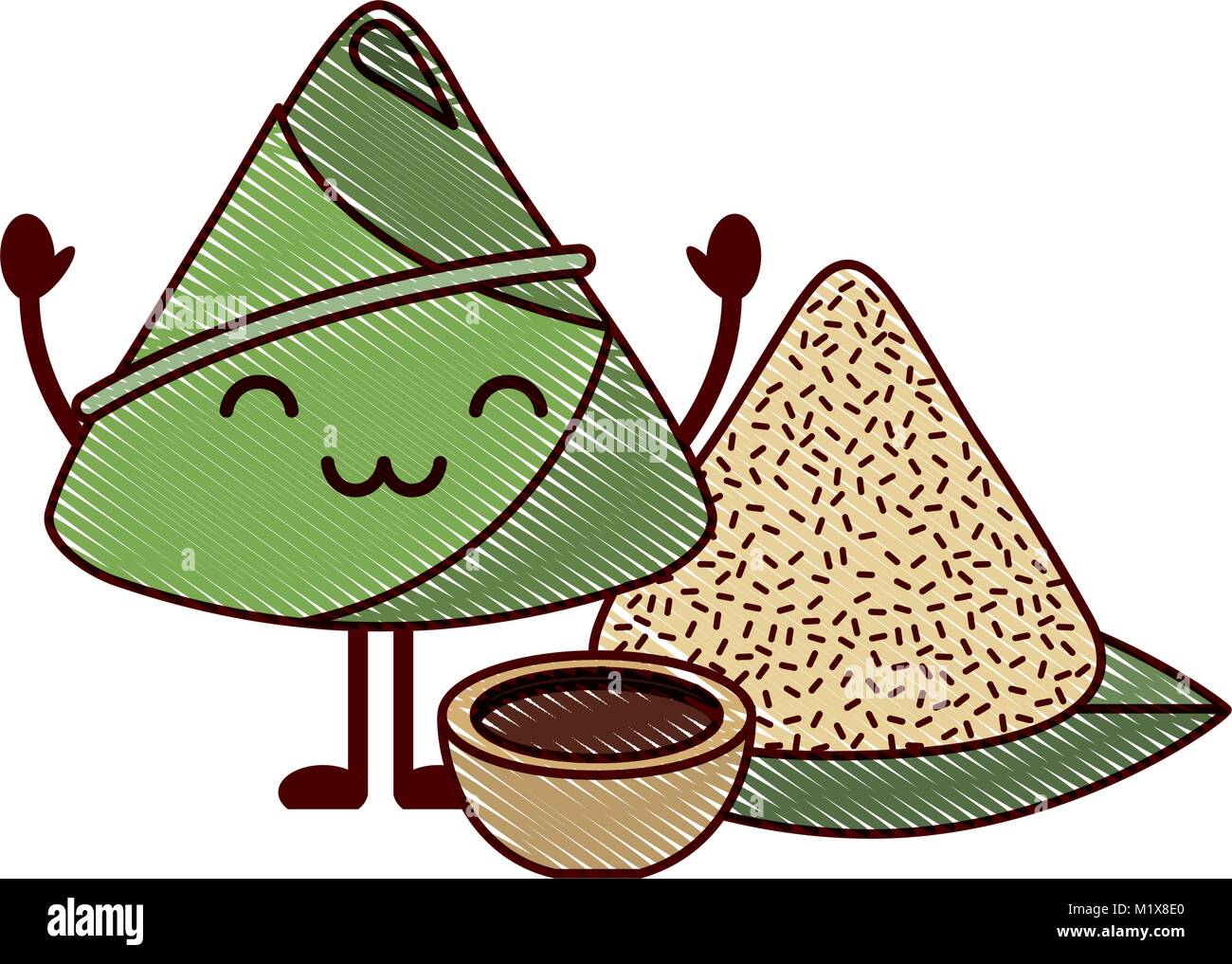 kawaii rice dumpling with sauce cartoon Stock Vector Image & Art - Alamy