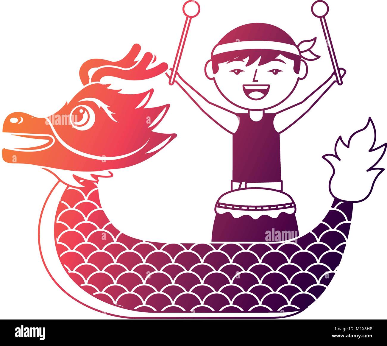 red dragon man with drum festival chinese Stock Vector Image & Art - Alamy