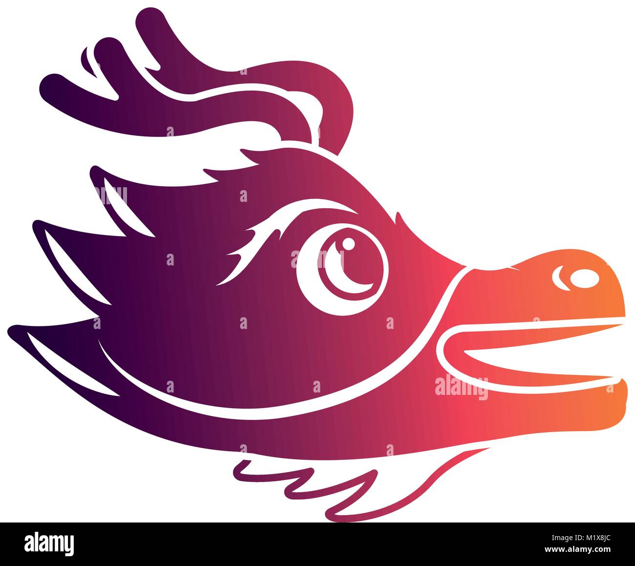 cute head orange dragon animal mythological chinese Stock Vector Image ...