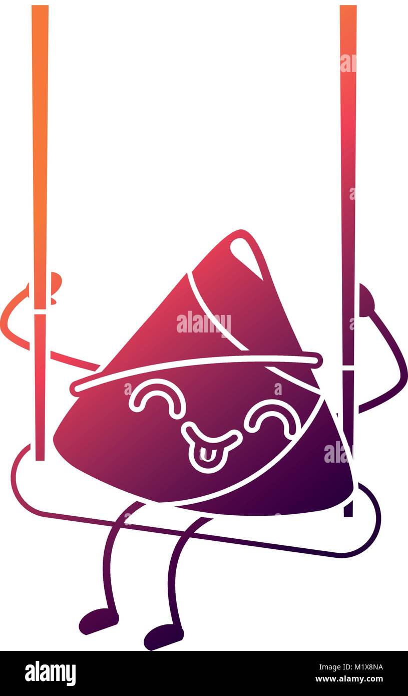 kawaii happy rice dumpling in swing play cartoon Stock Vector Image ...