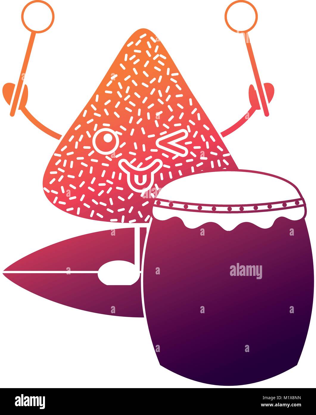 kawaii happy rice dumpling with drum and drumsticks cartoon Stock ...