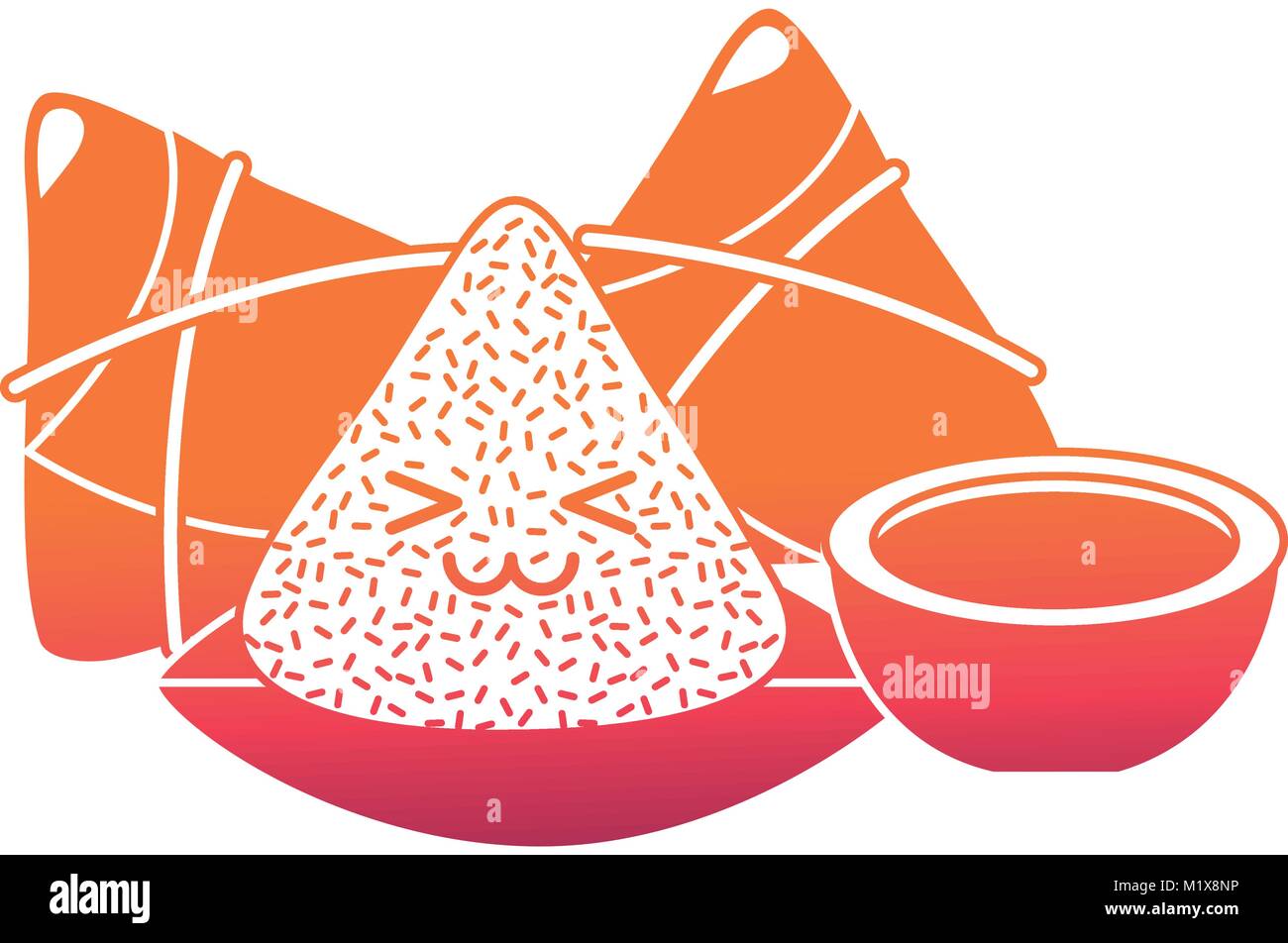 kawaii happy rice dumpling and sauce cartoon Stock Vector Image & Art ...