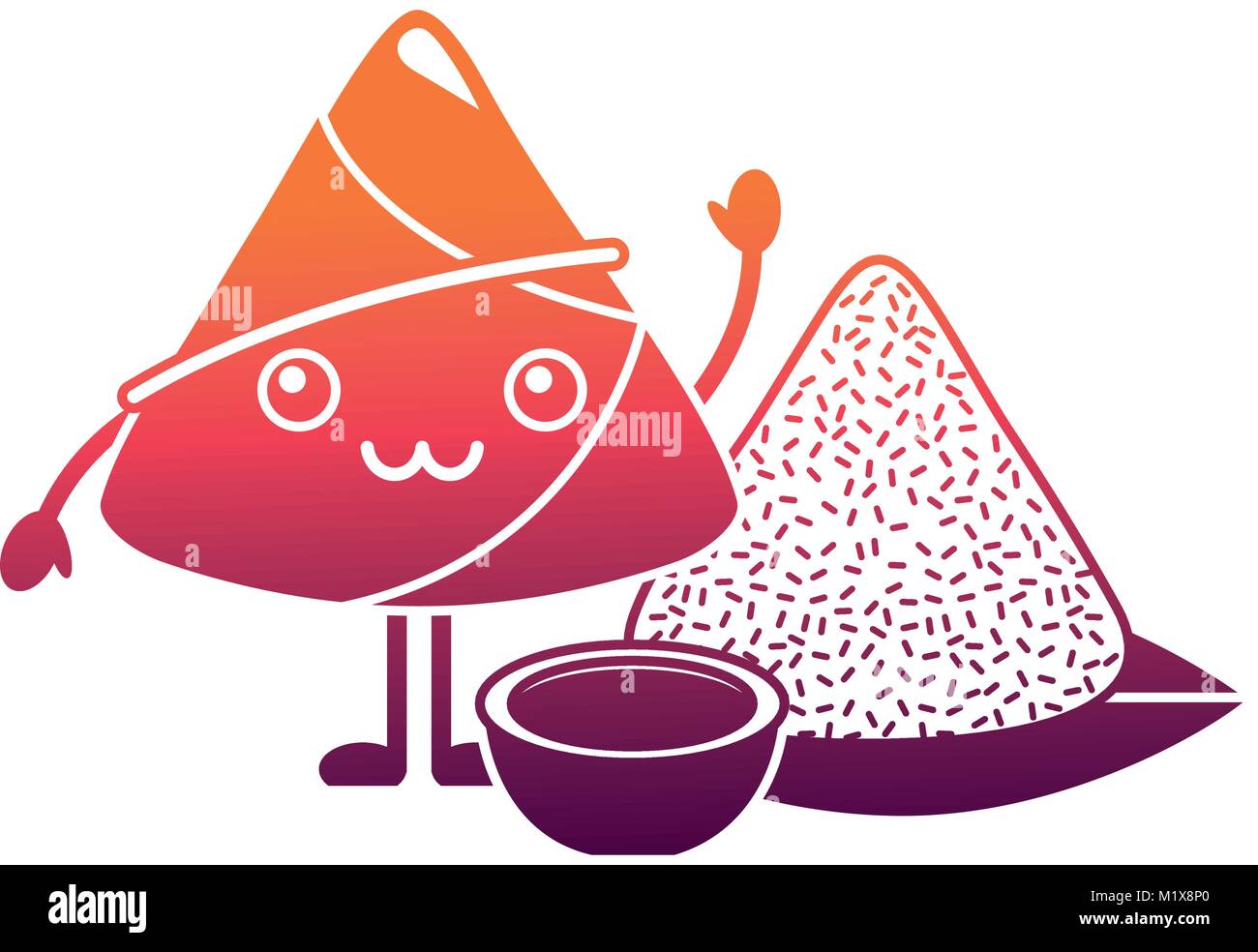 kawaii happy rice dumpling with sauce cartoon Stock Vector Image & Art ...