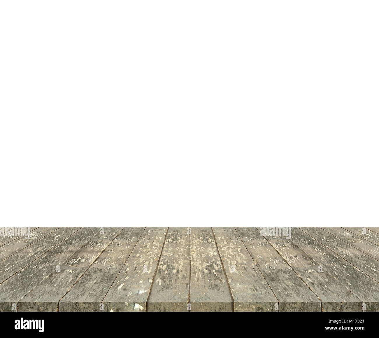 Old grunge wooden tabletop with white space background use for product ...