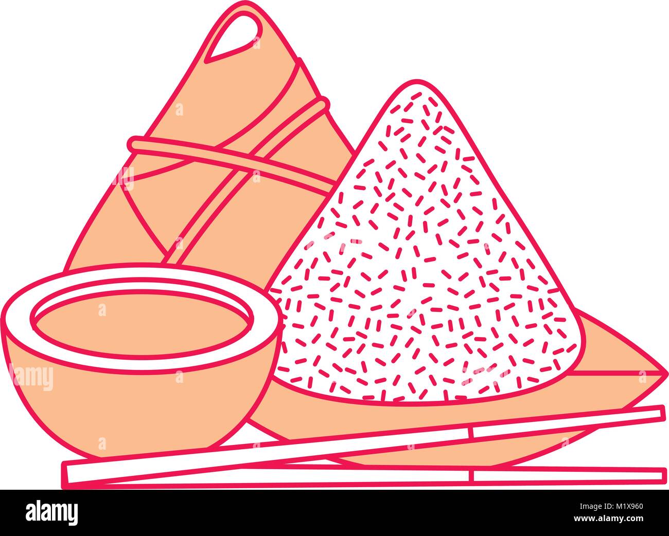 set of cute cartoon chinese food rice soy sauce sticks Stock Vector ...