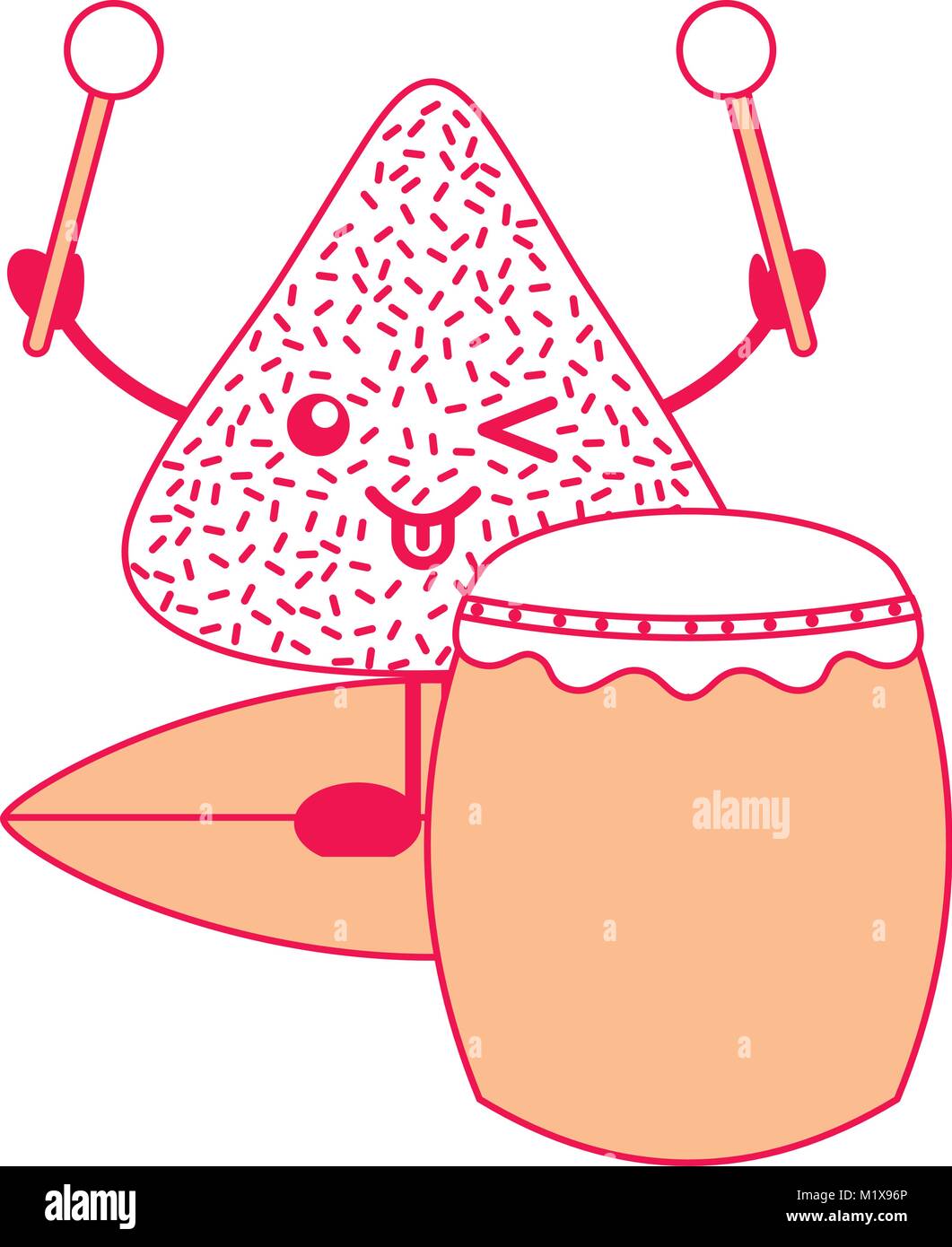 kawaii happy rice dumpling with drum and drumsticks cartoon Stock ...