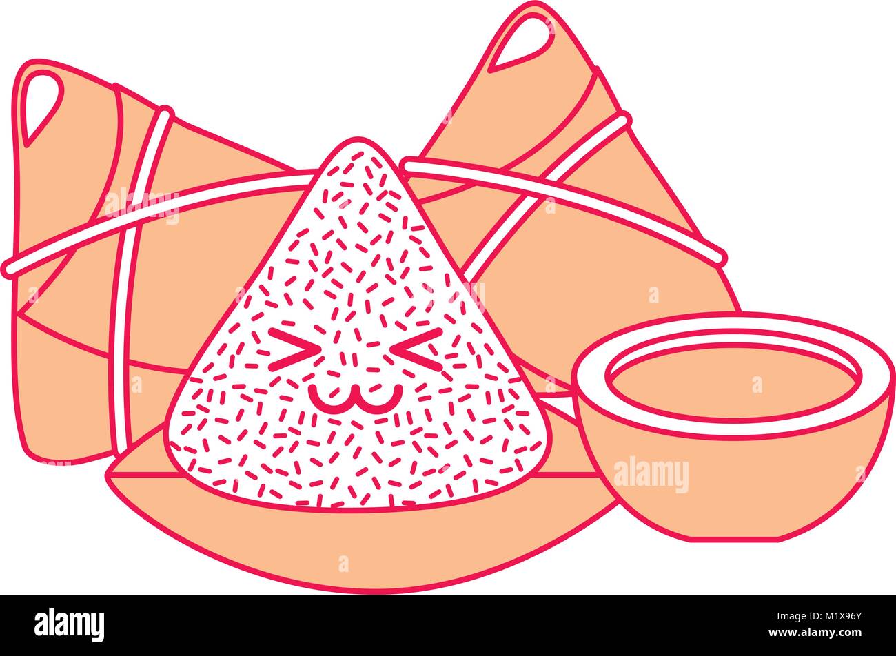 kawaii happy rice dumpling and sauce cartoon Stock Vector Image & Art ...