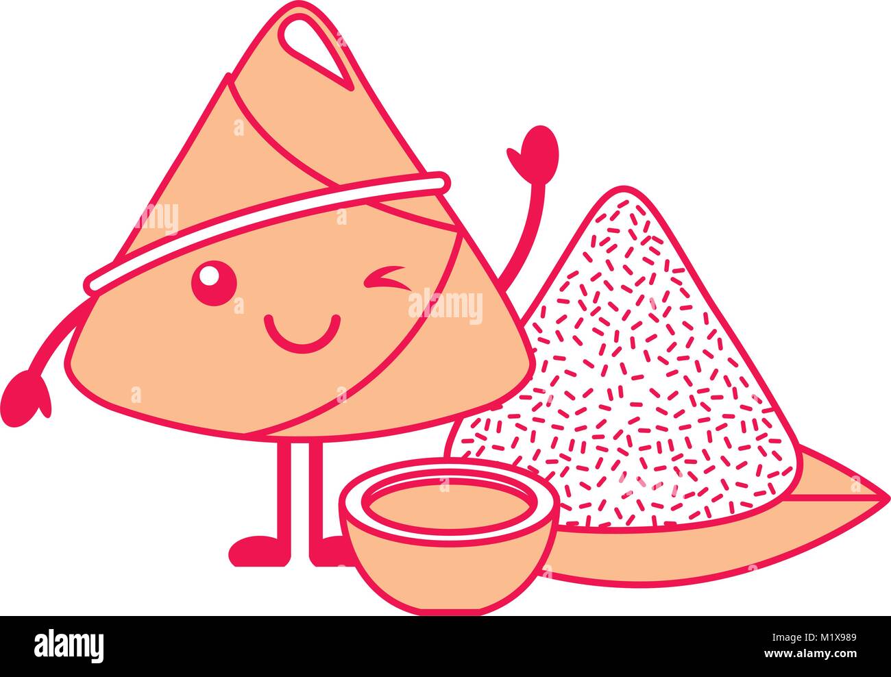 kawaii rice dumpling with sauce cartoon Stock Vector Image & Art - Alamy