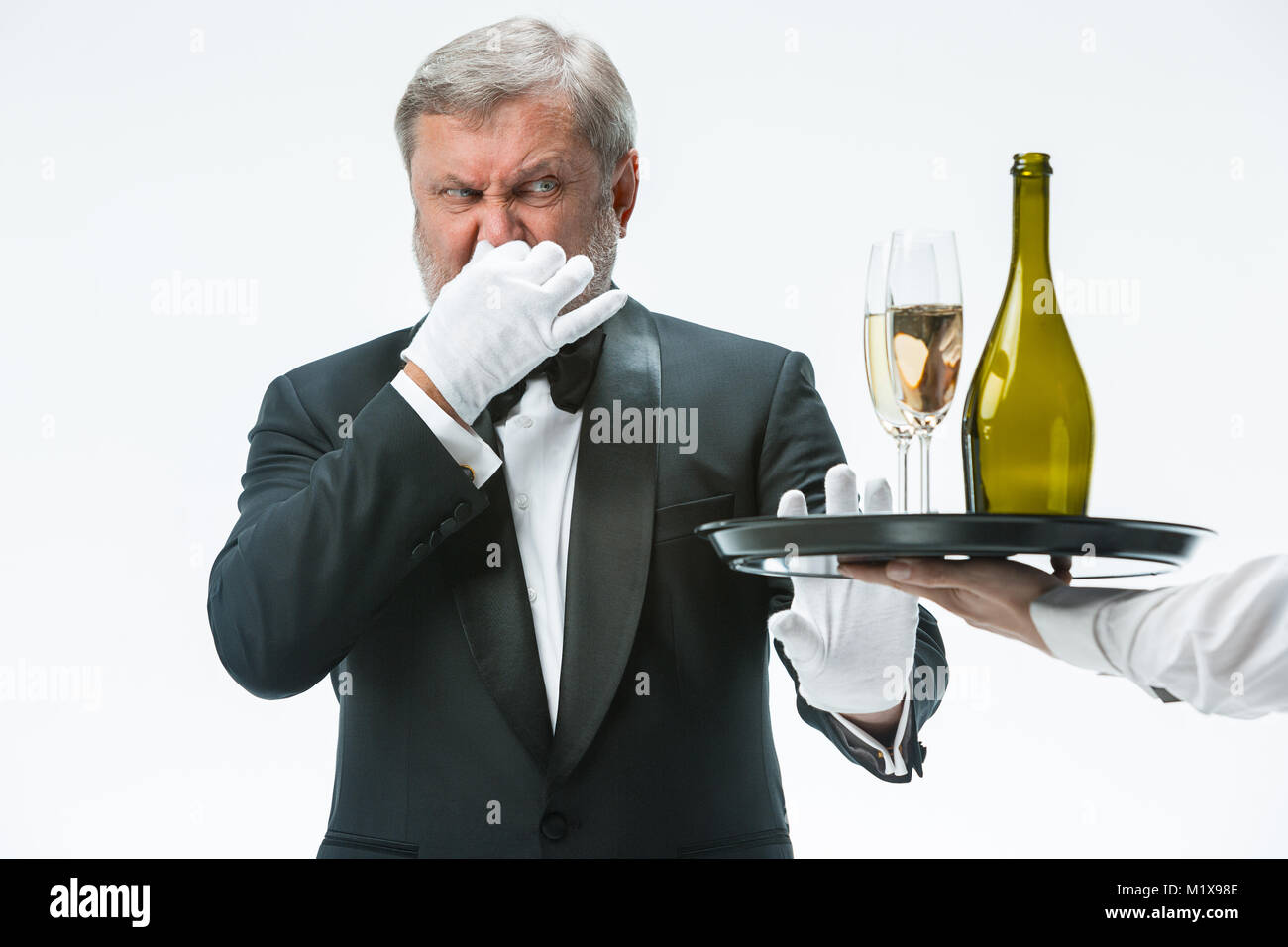 Man complaining for the bad drink Stock Photo - Alamy