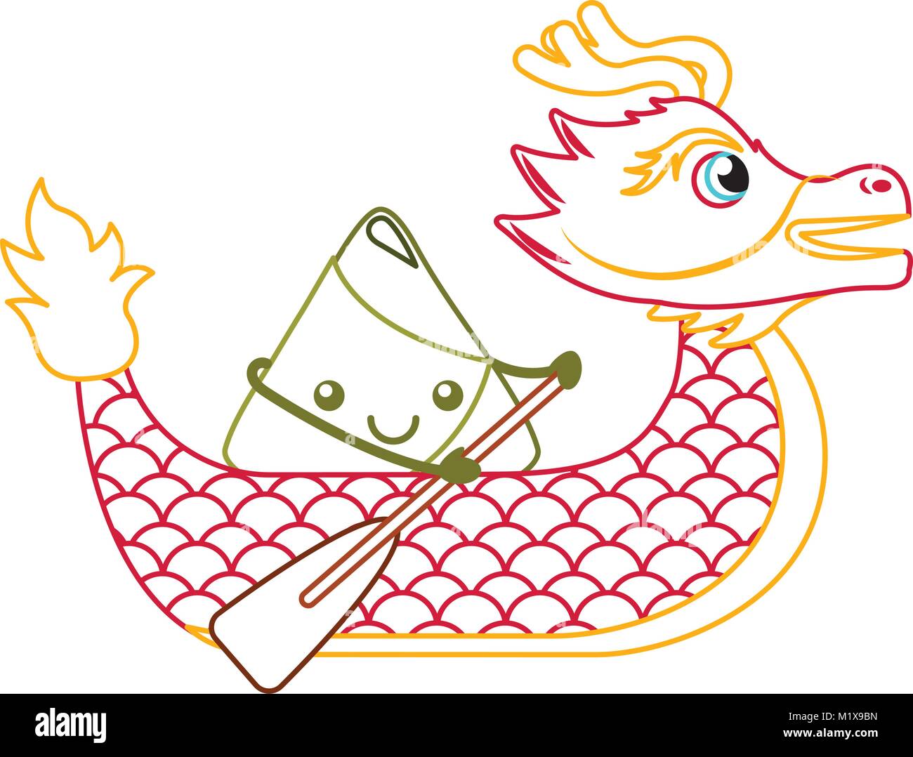 red dragon rice dumpling paddling festival chinese Stock Vector Image ...