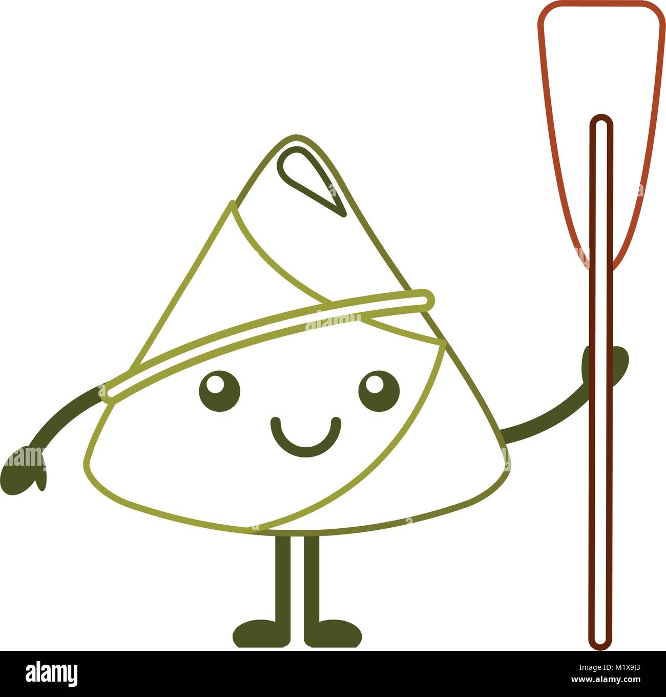 kawaii happy rice dumpling holding wooden oar Stock Vector Image & Art ...