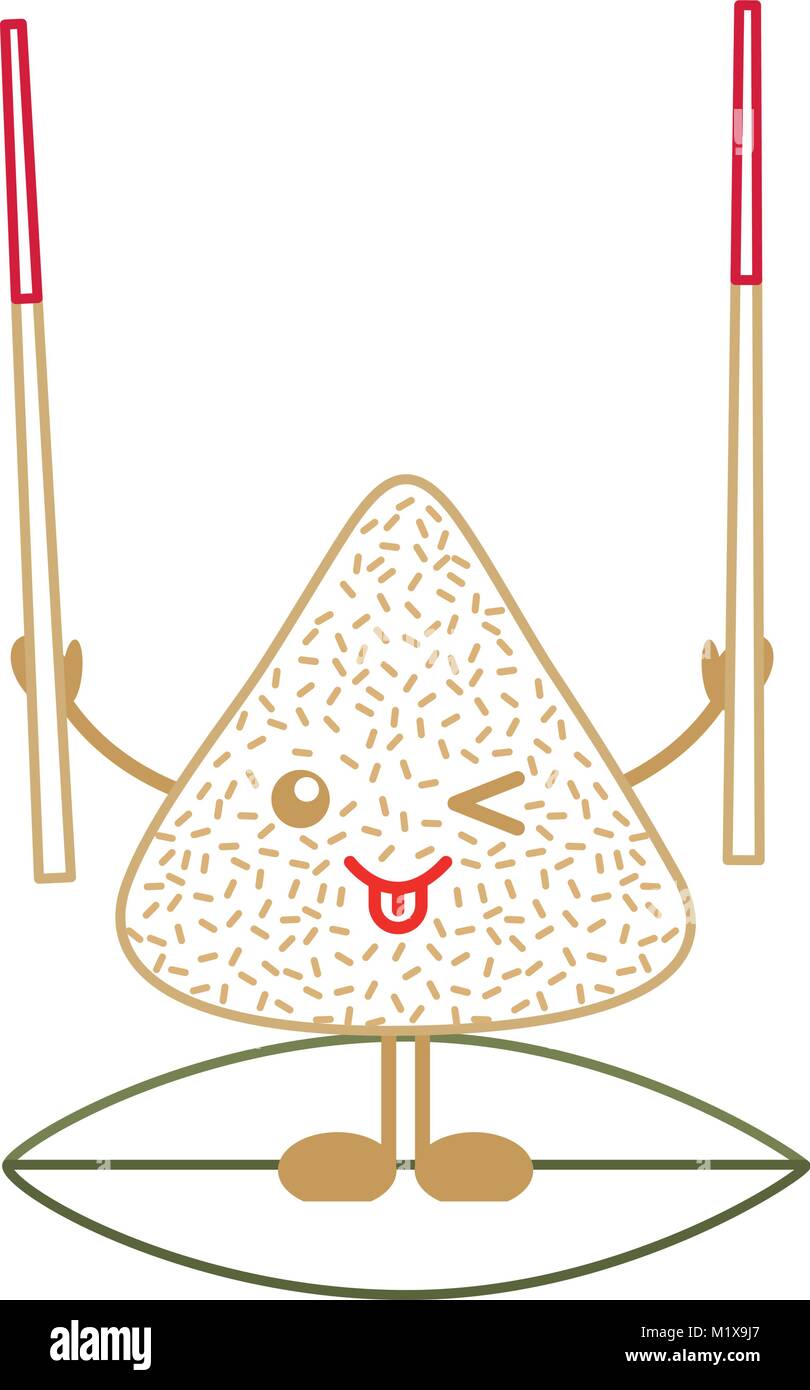 kawaii happy rice dumpling holding wooden sticks Stock Vector Image ...