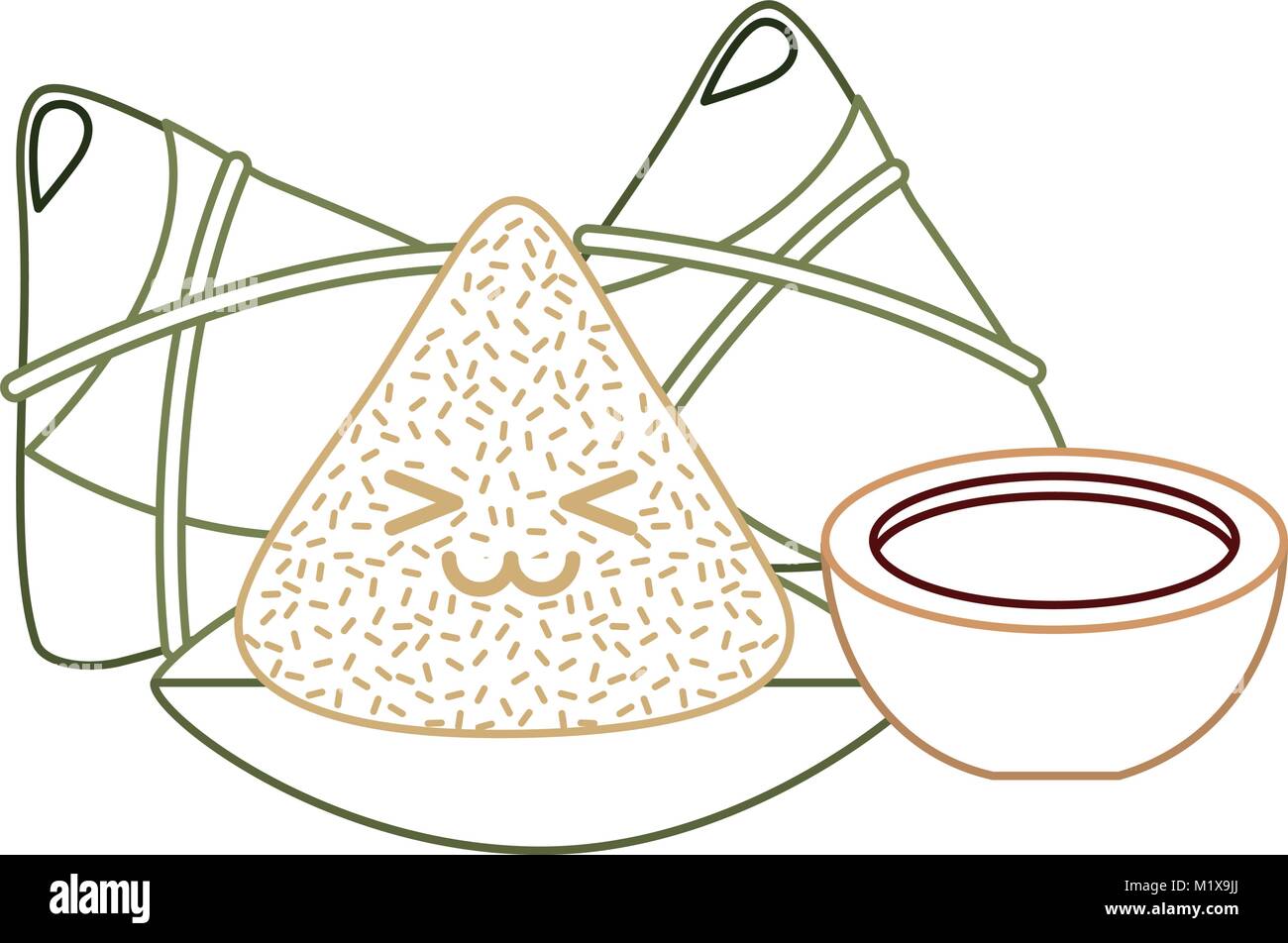 kawaii happy rice dumpling and sauce cartoon Stock Vector Image & Art ...