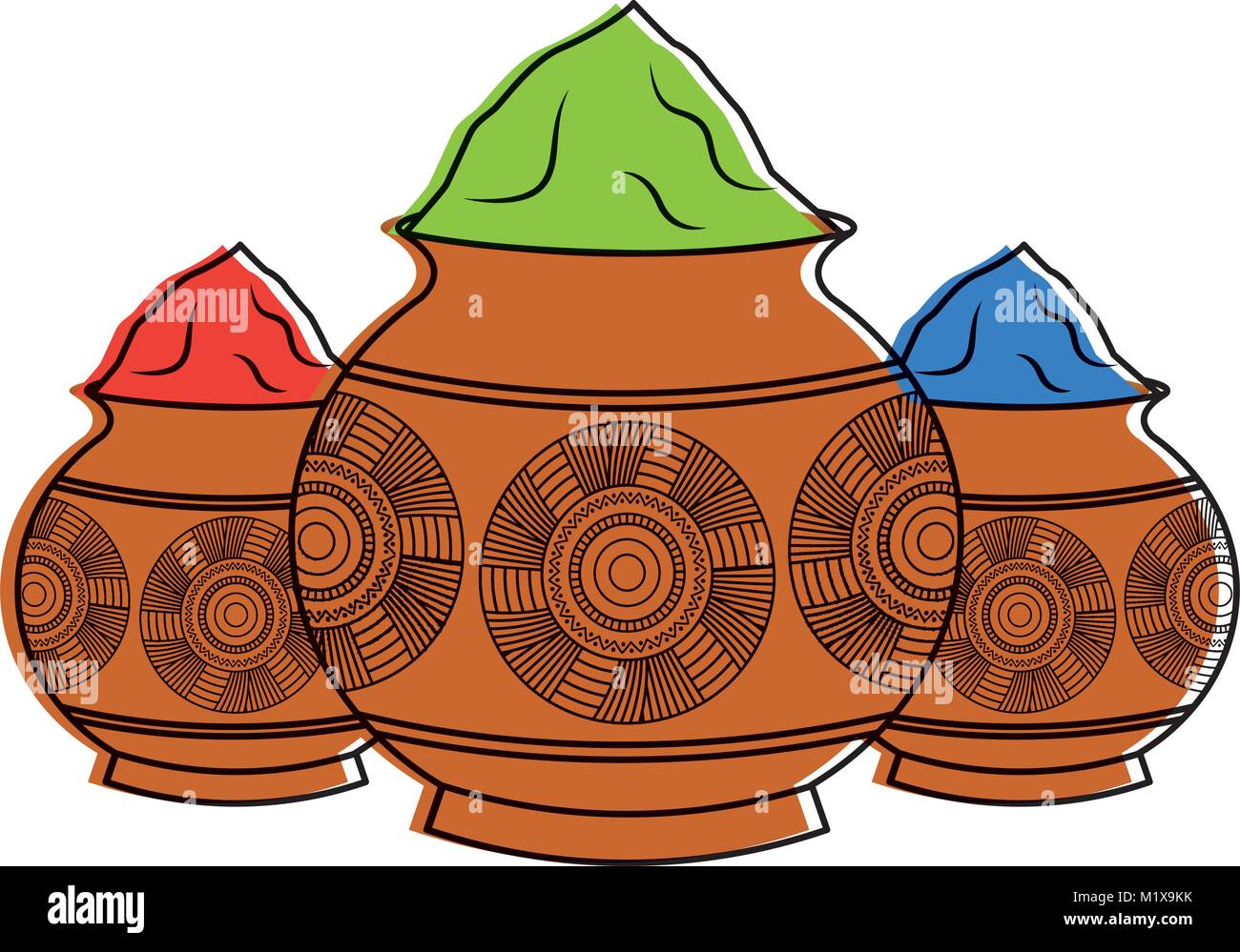 three powder color mud pot and mandala Stock Vector Image & Art - Alamy