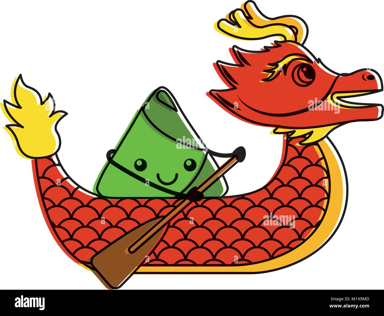 red dragon rice dumpling paddling festival chinese Stock Vector Image ...