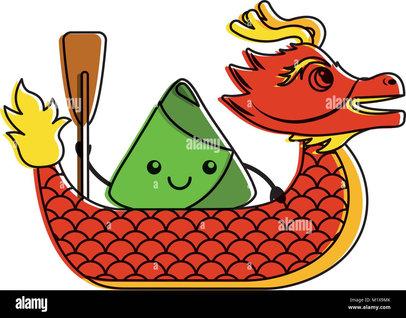 red dragon rice dumpling paddling festival chinese Stock Vector Image ...