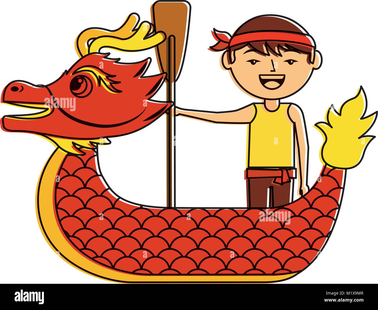 red dragon man rowing festival chinese traditional Stock Vector Image ...